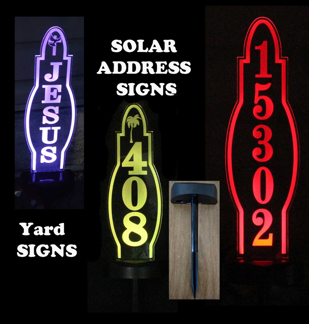 Custom Solar House Number Sign, Yard Sign, Address Sign - Etsy