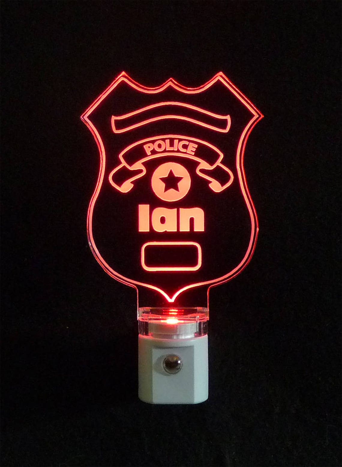 Personalized Police Badge Night Light: LED Acrylic Kids Lamp - Etsy