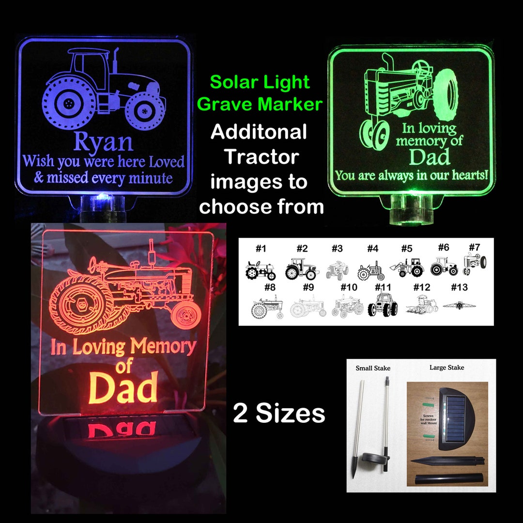 Personalized Tractor Solar Grave Marker: Sympathy Gift - Etsy