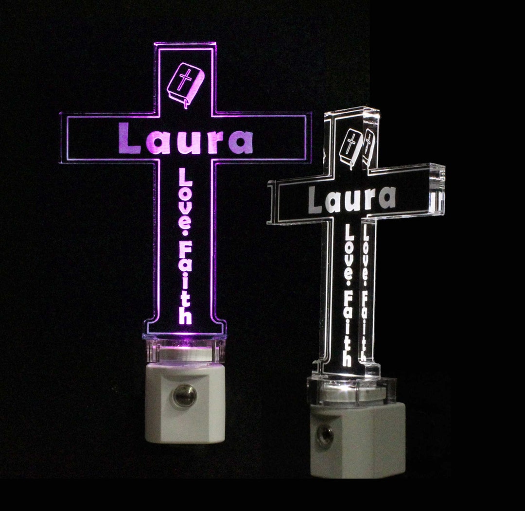 Christian Cross Personalized Night Light - Religious Lamp, Bible - Etsy