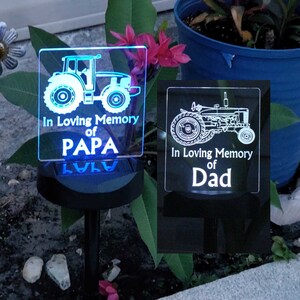 Personalized Tractor Solar Light Grave Marker: Laser Etched Memorial ...