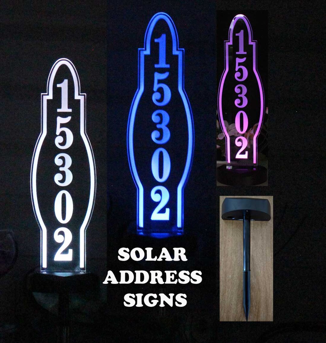 Custom Solar Address Sign: LED House Number, Yard Decor - Etsy