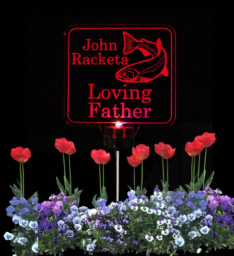 Personalized Trout Solar Light - Fish Light, Grave Marker, Garden Light ...