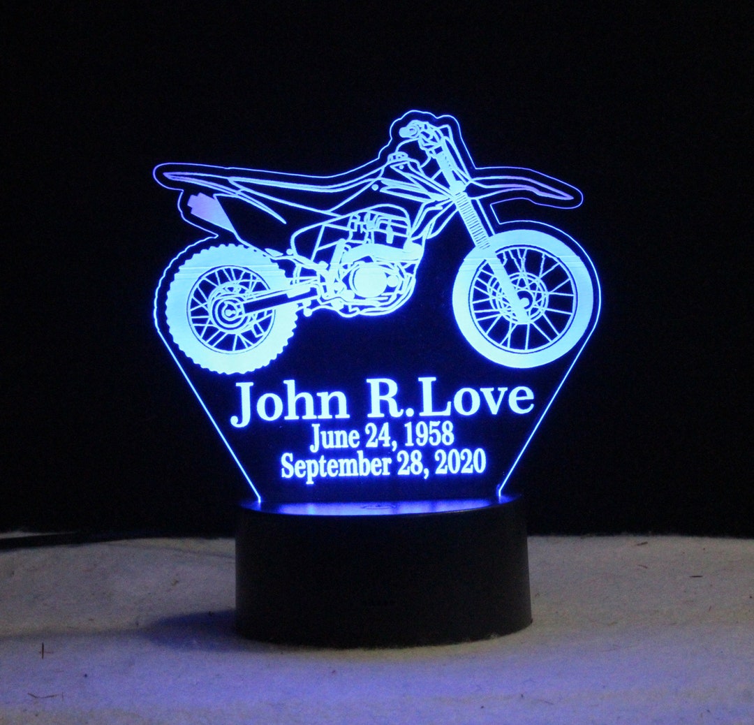 Personalized Motorcycle Night Light, Memorial Plaque, Motorcycle Table ...