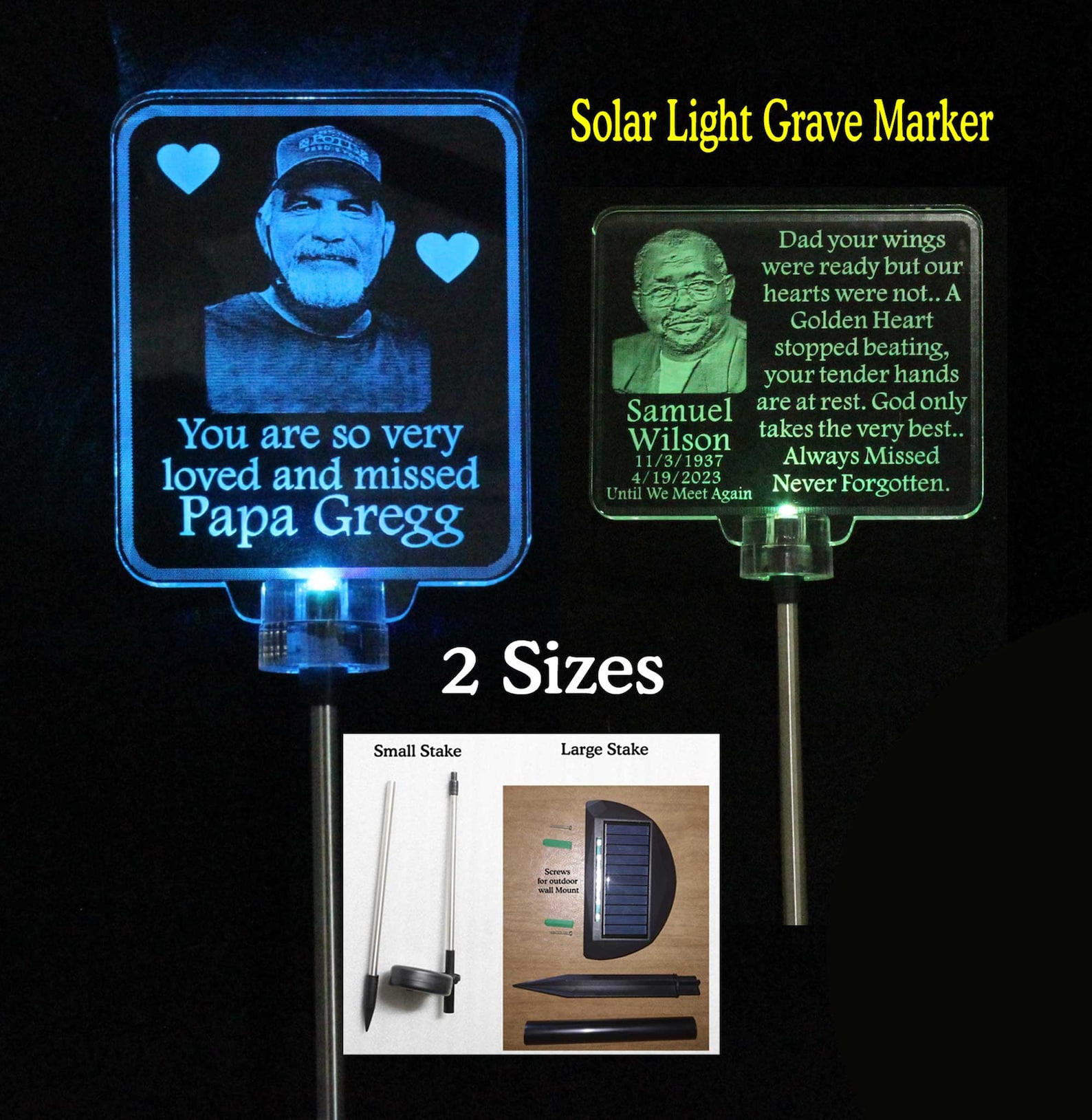 Custom Solar Grave Light With Engraved Photo, Personalized Outdoor ...