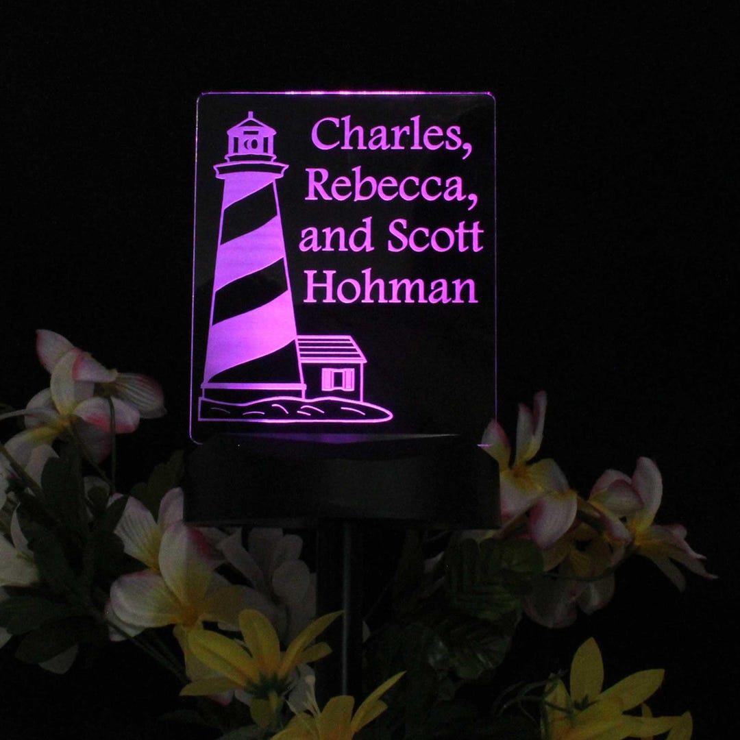 Personalized LED Lighthouse Solar Light Grave Marker Garden Light ...