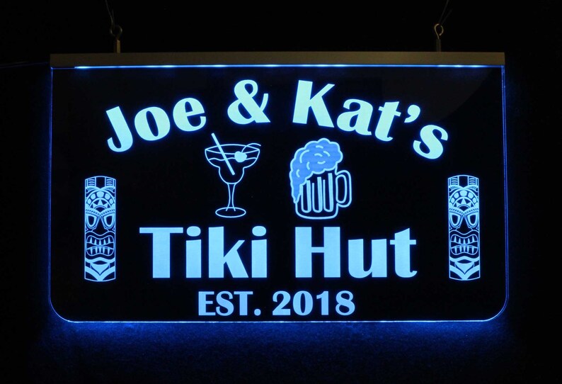 Personalized Lighted Tiki Bar Sign Man Cave Sign Neon LED - Etsy