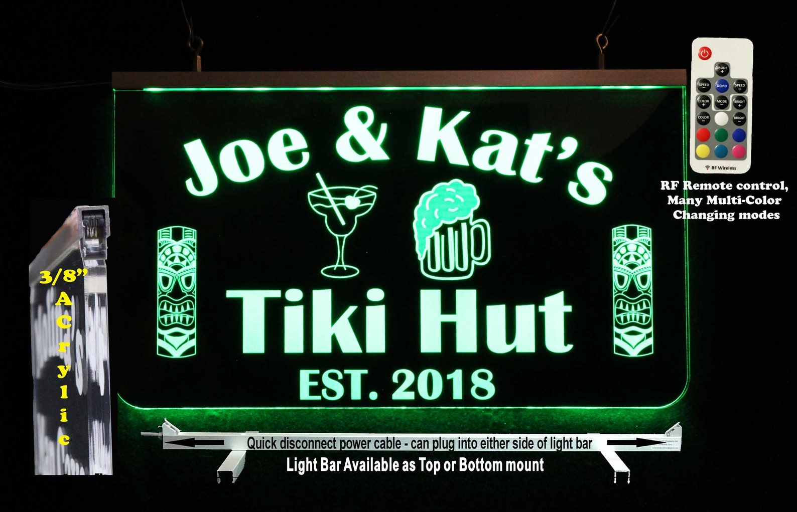 Personalized Lighted Tiki Bar Sign Man Cave Sign Neon LED - Etsy