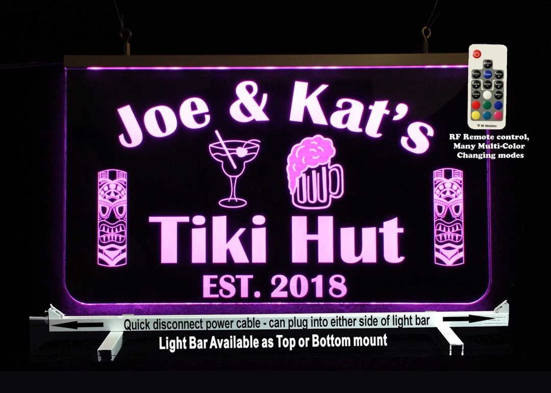 Personalized Lighted Tiki Bar Sign Man Cave Sign Neon LED - Etsy