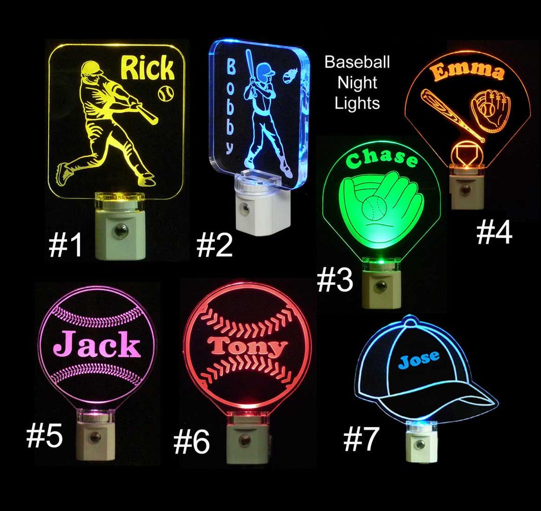 Custom Baseball Themed Night Light - Personalized Sports Lamp, Boys ...