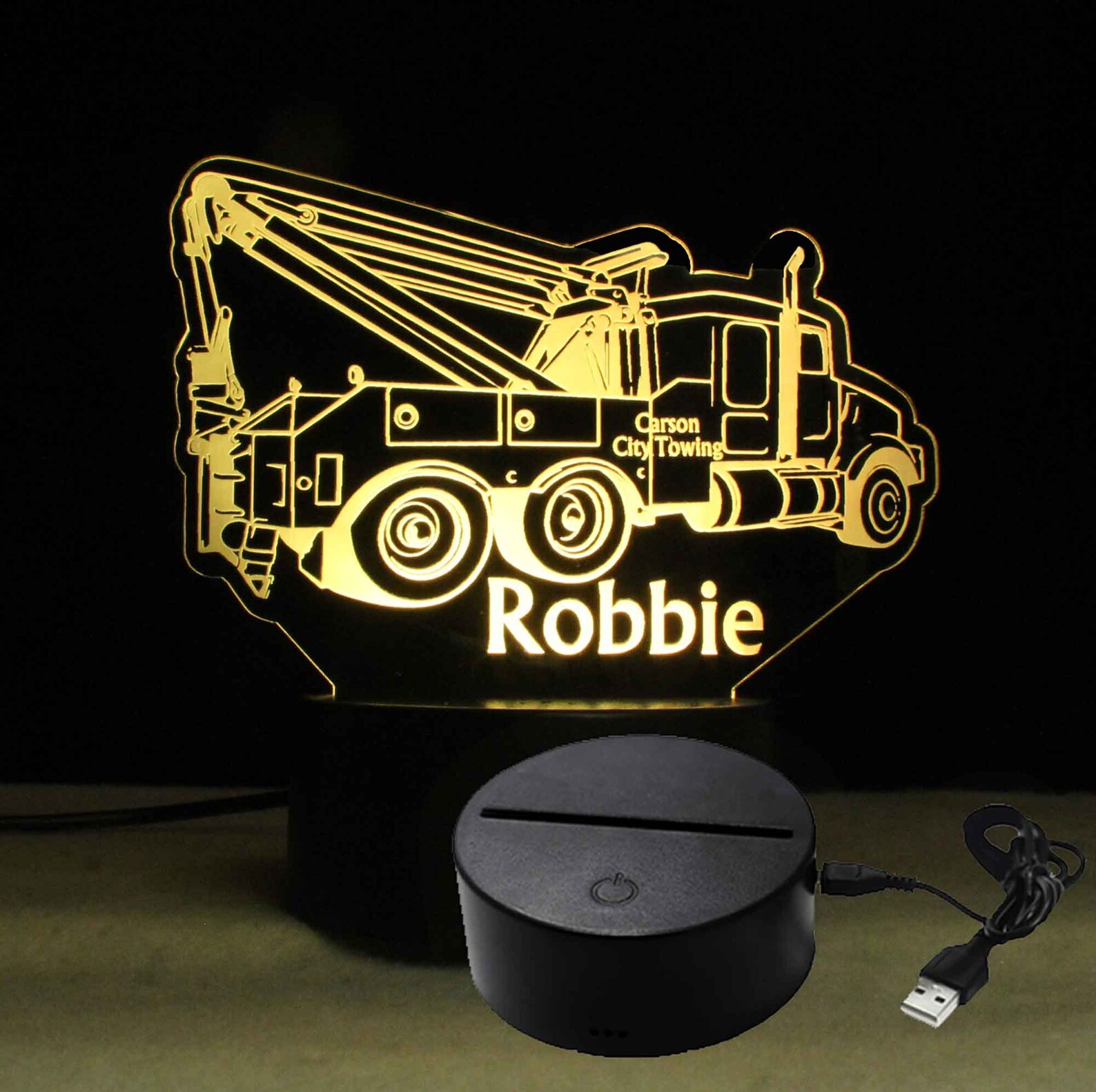 Personalized Tow Truck Night Light – Multicolor LED Sign (usb/battery ...