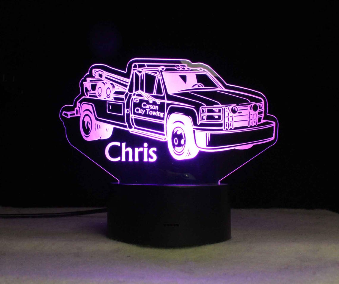 Personalized Tow Truck Night Light – Multicolor LED Sign (usb/battery ...