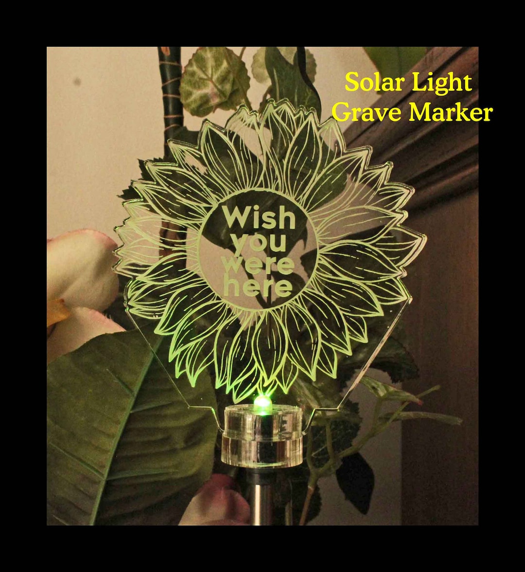 Memorial Plaque, Personalized Sunflower Custom Solar Light, Grave ...