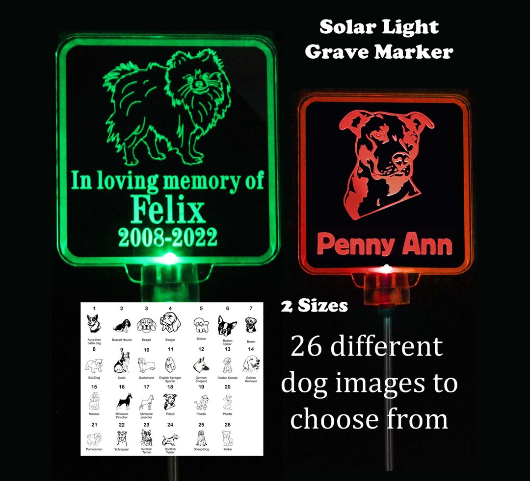 Personalized Pet Memorial Solar Light: Dog Grave Marker, Sympathy Gift ...