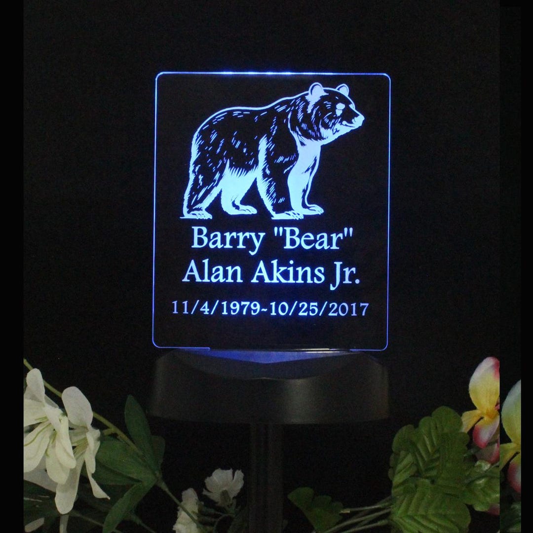 Custom Black Bear Solar Light - Personalized Memorial Gift, Sympathy ...
