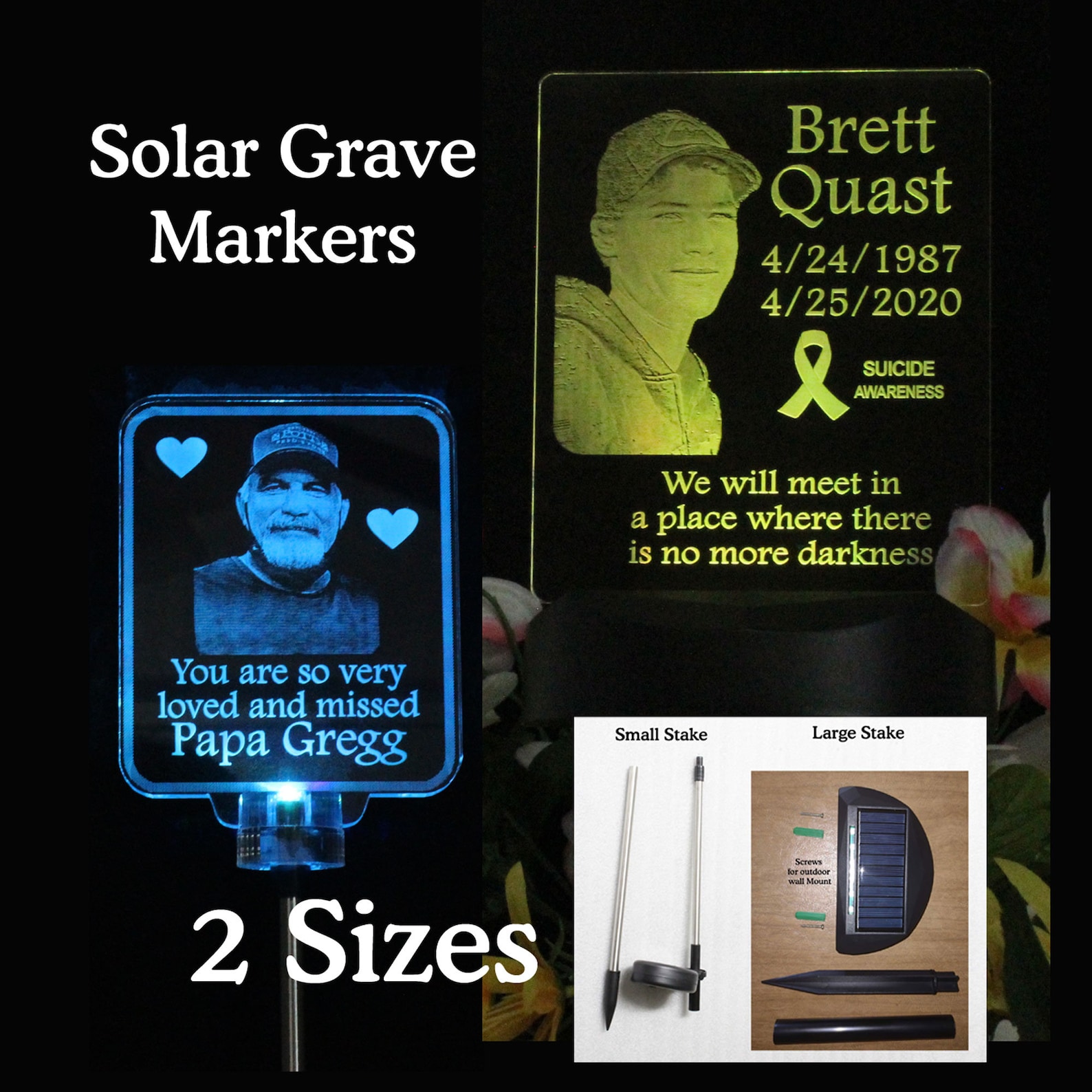 Custom Solar Grave Light With Engraved Photo, Personalized Outdoor ...