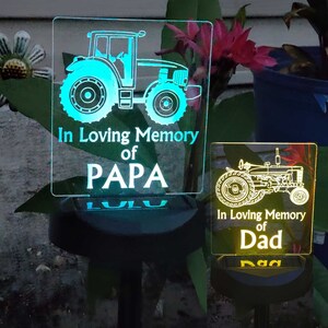 Personalized Tractor Solar Light Grave Marker: Laser Etched Memorial ...