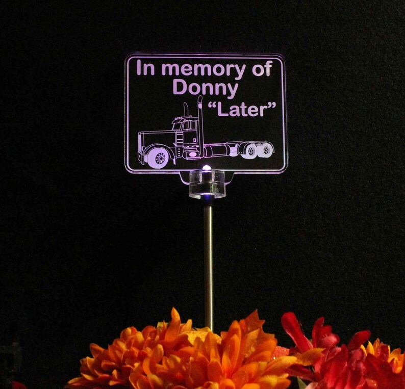 Personalized Semi Truck Grave Marker Solar Light Memorial | Etsy