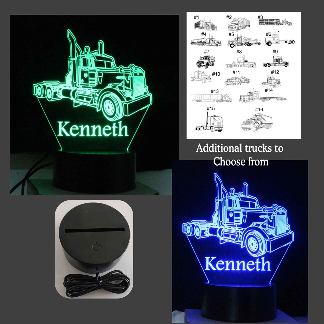 Personalized Semi Truck Night Light, Memorial Gift, Sympathy Gift, Gift ...