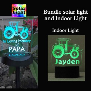 Personalized Tractor Solar Light Grave Marker: Laser Etched Memorial ...