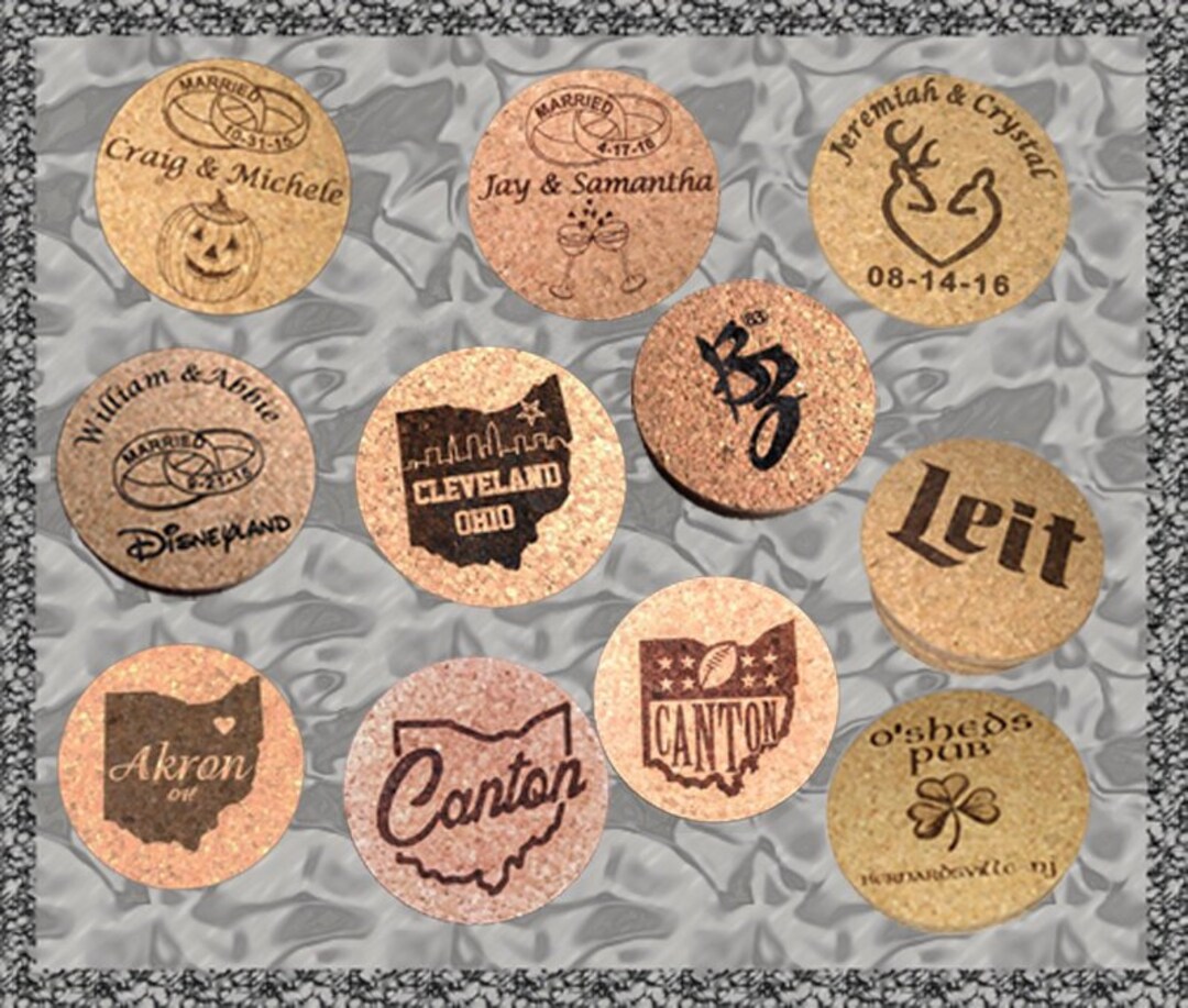 Personalized Laser Engraved Cork Coasters - Custom Design - Etsy