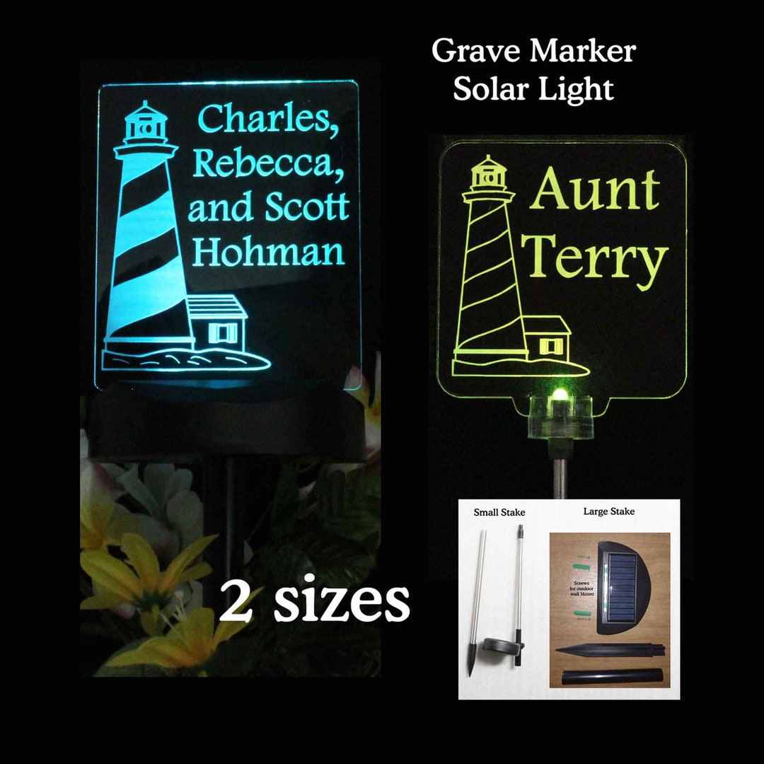 Personalized Lighthouse Solar Light Grave Marker Garden Light, Cemetery ...