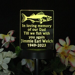 Loss of Father Gift, Memorial Plaque, Personalized Bass Fish Solar ...