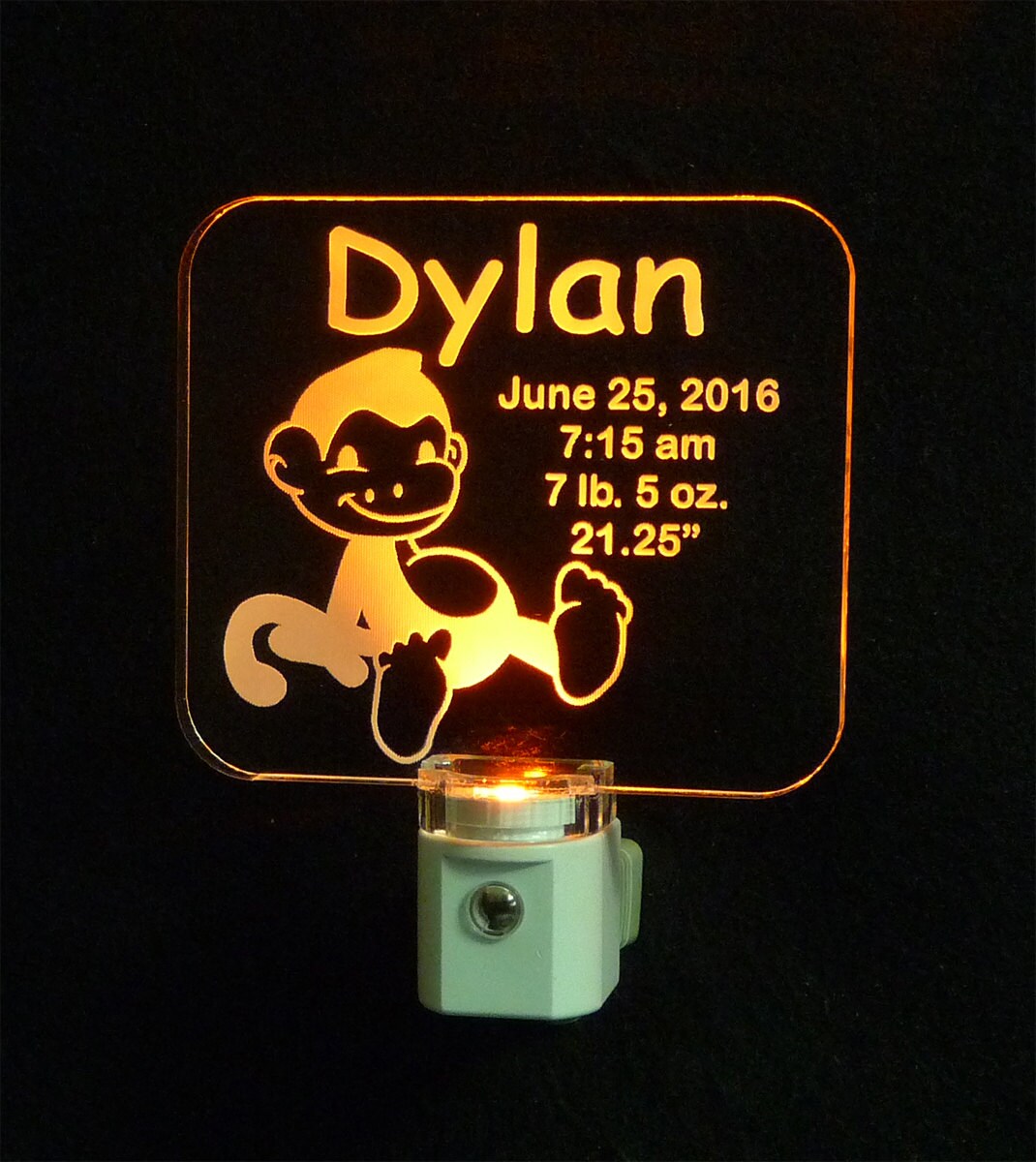 Personalized Kids Monkey LED Night Light Kids Lamp Handmade | Etsy