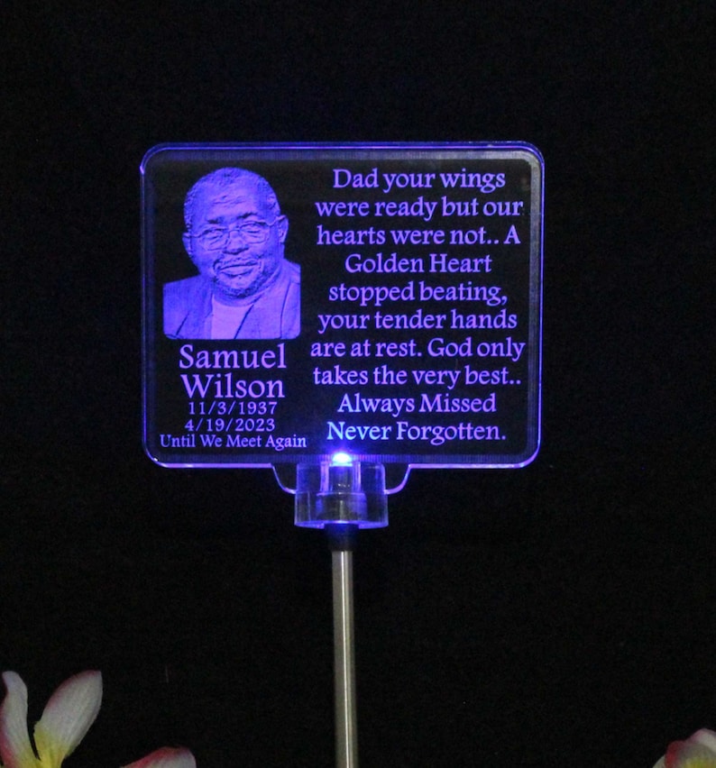 Custom Solar Grave Light With Engraved Photo, Personalized Outdoor ...