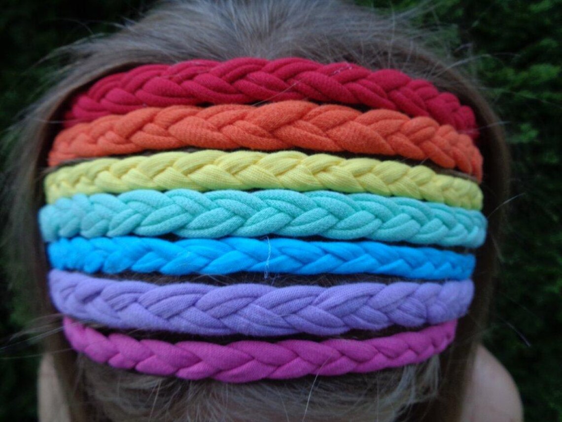 Braided Headband Multicolour Rainbow Headband Multi Strand - Etsy