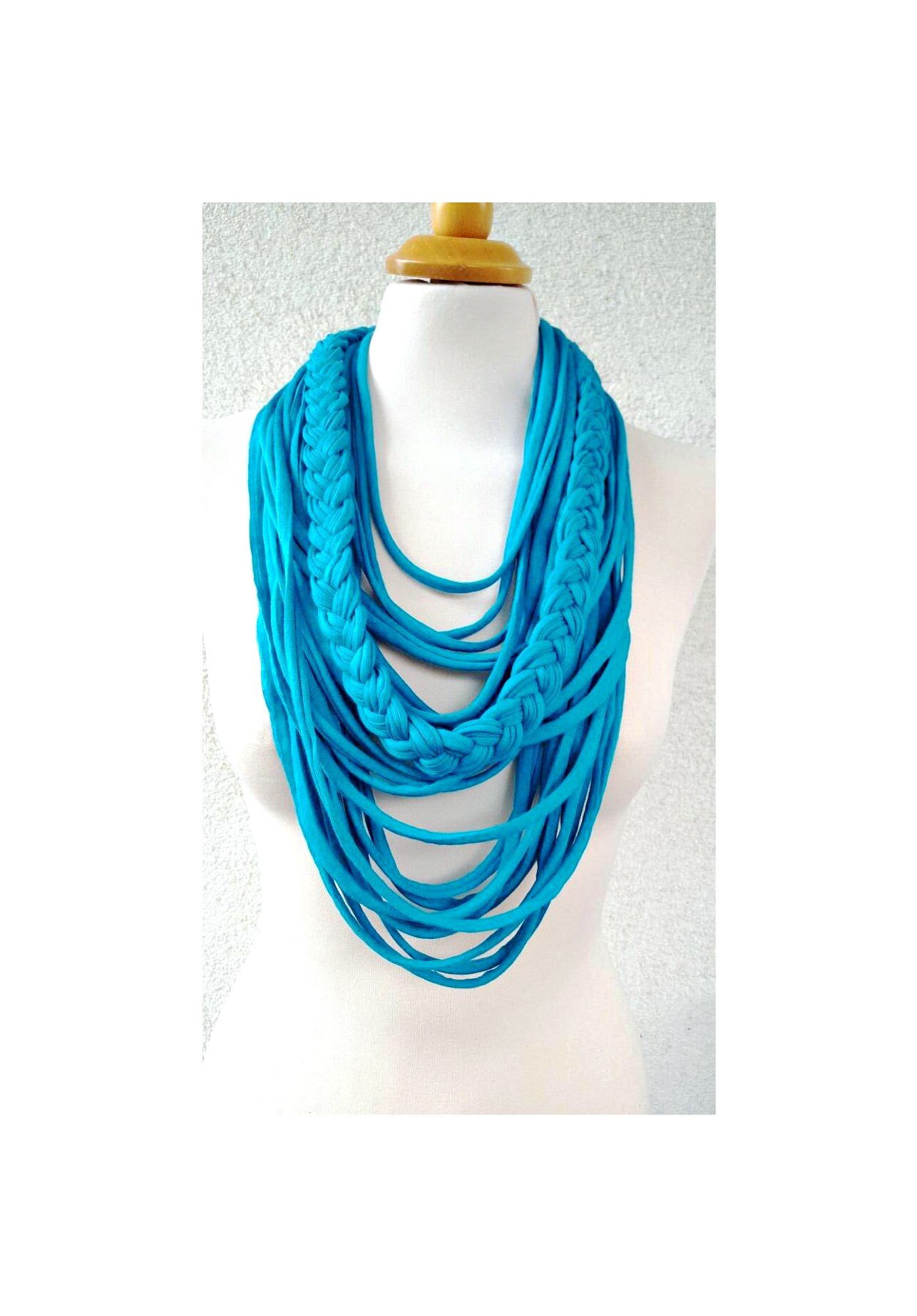 Turquoise Scarf Necklace Textile Fabric Statement Necklace | Etsy