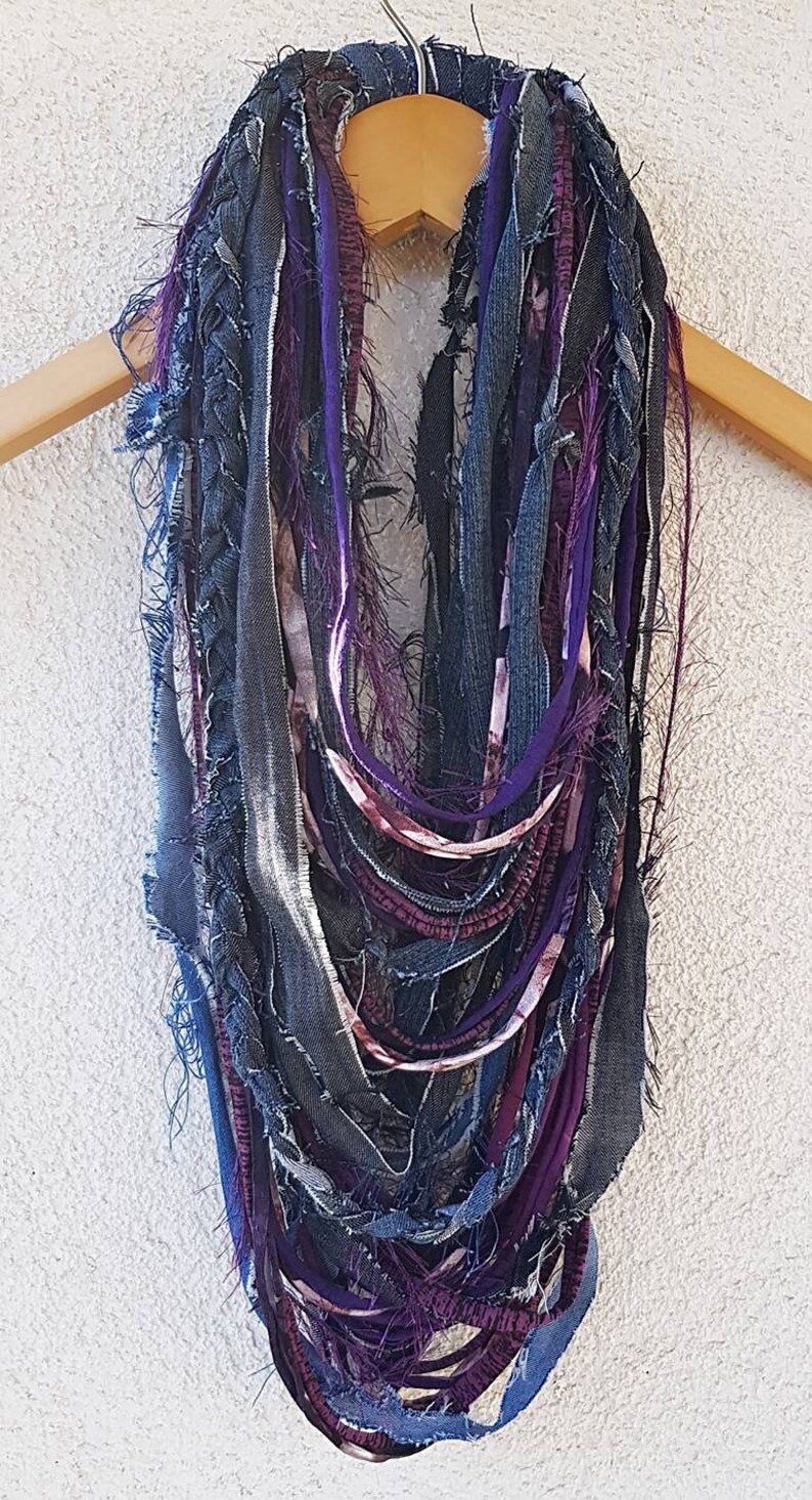 Die Frayed Jeans Denim Necklace Scruffy Torn Jeans Fabric | Etsy