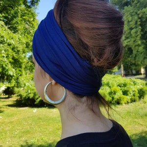 Royal Blue Head Scarf Boho Headband Dark Blue Head Wrap Headband for ...