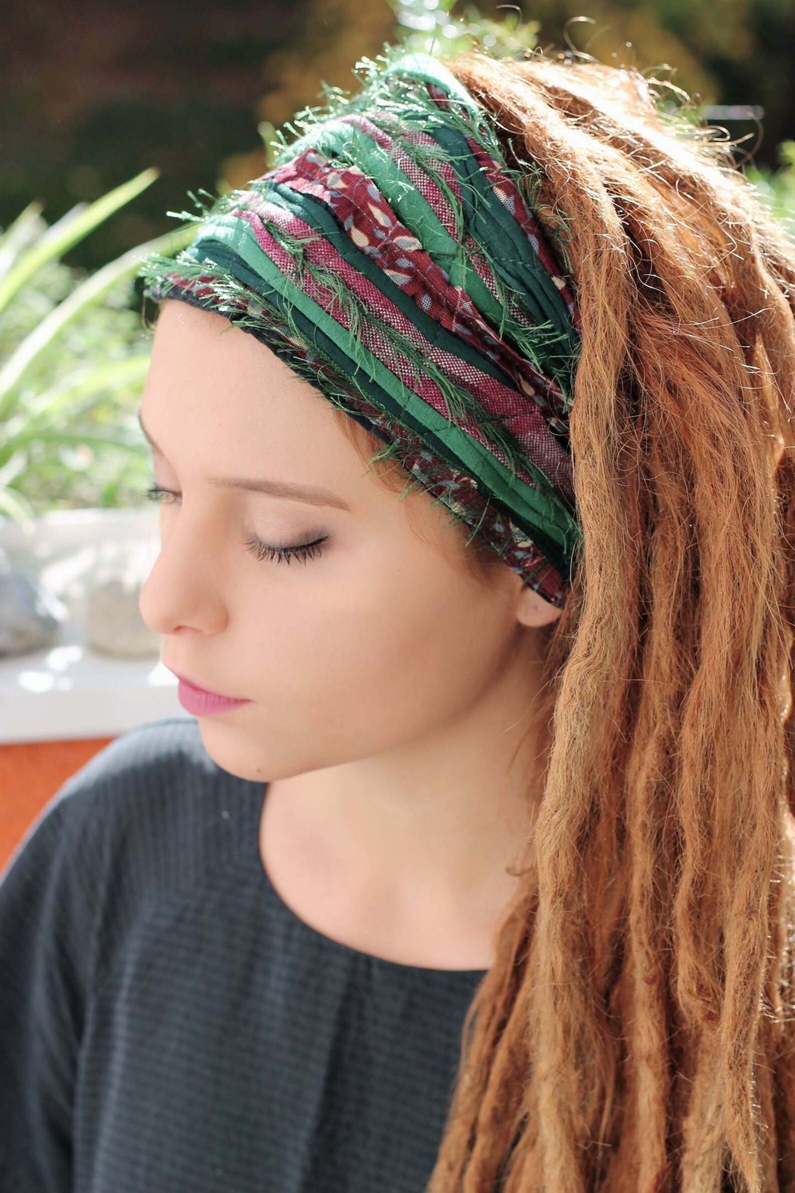 Forest Green Woodland Headband Head Scarf Head Wraps Boho Hippie ...