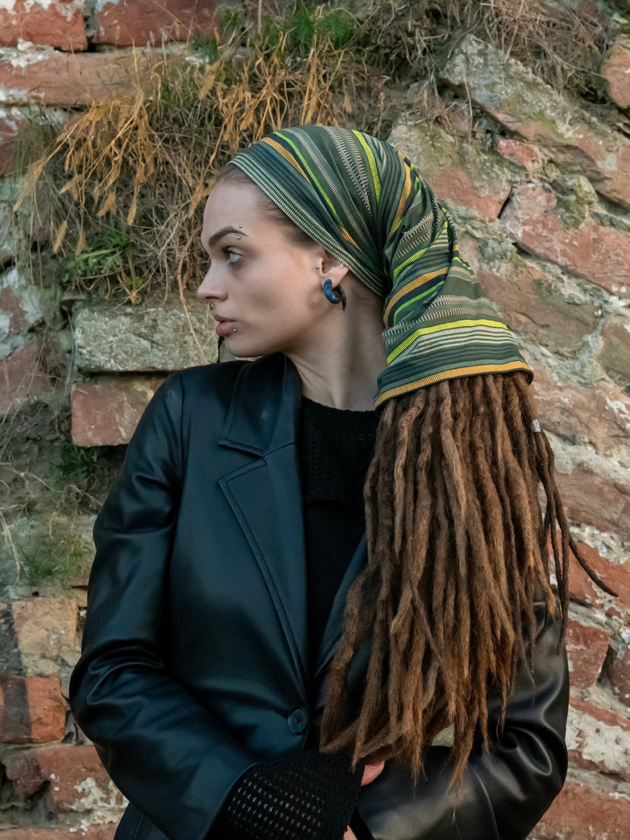 GREEN Tube Headband Wide Dreadlock Headband for Dreads Dreadband Womens ...