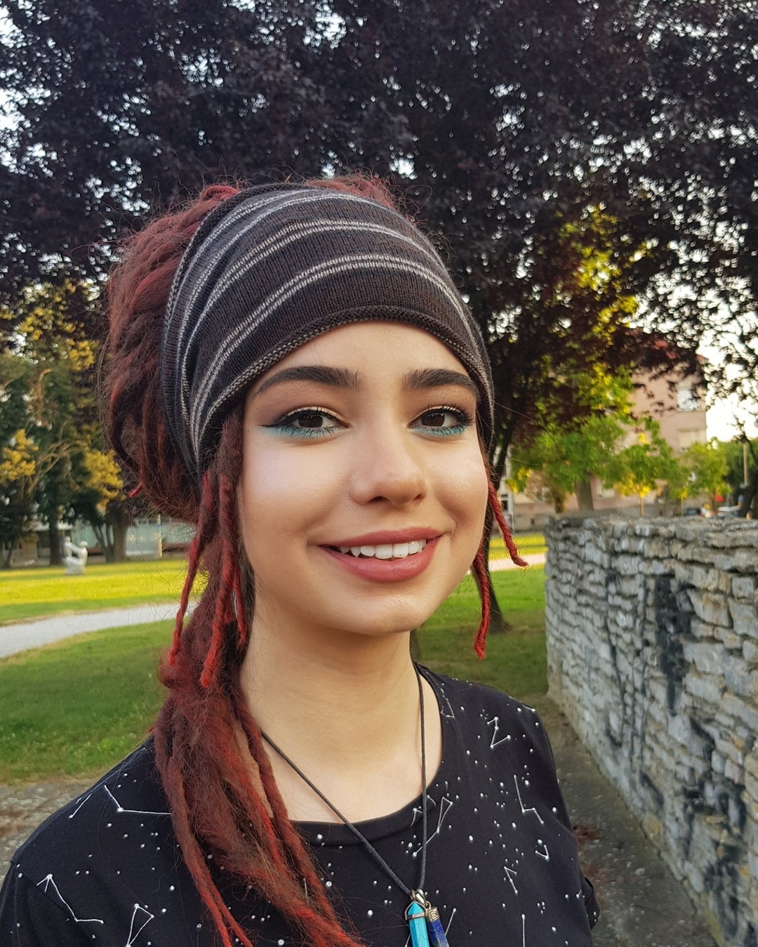Brown Headband Dreadlock Tube Sock Head Wrap Brown Knit Hair Wrap ...