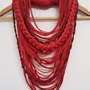 Red Scarf Ruby Red Necklace Statement Infinity Scarf Necklace Boho ...