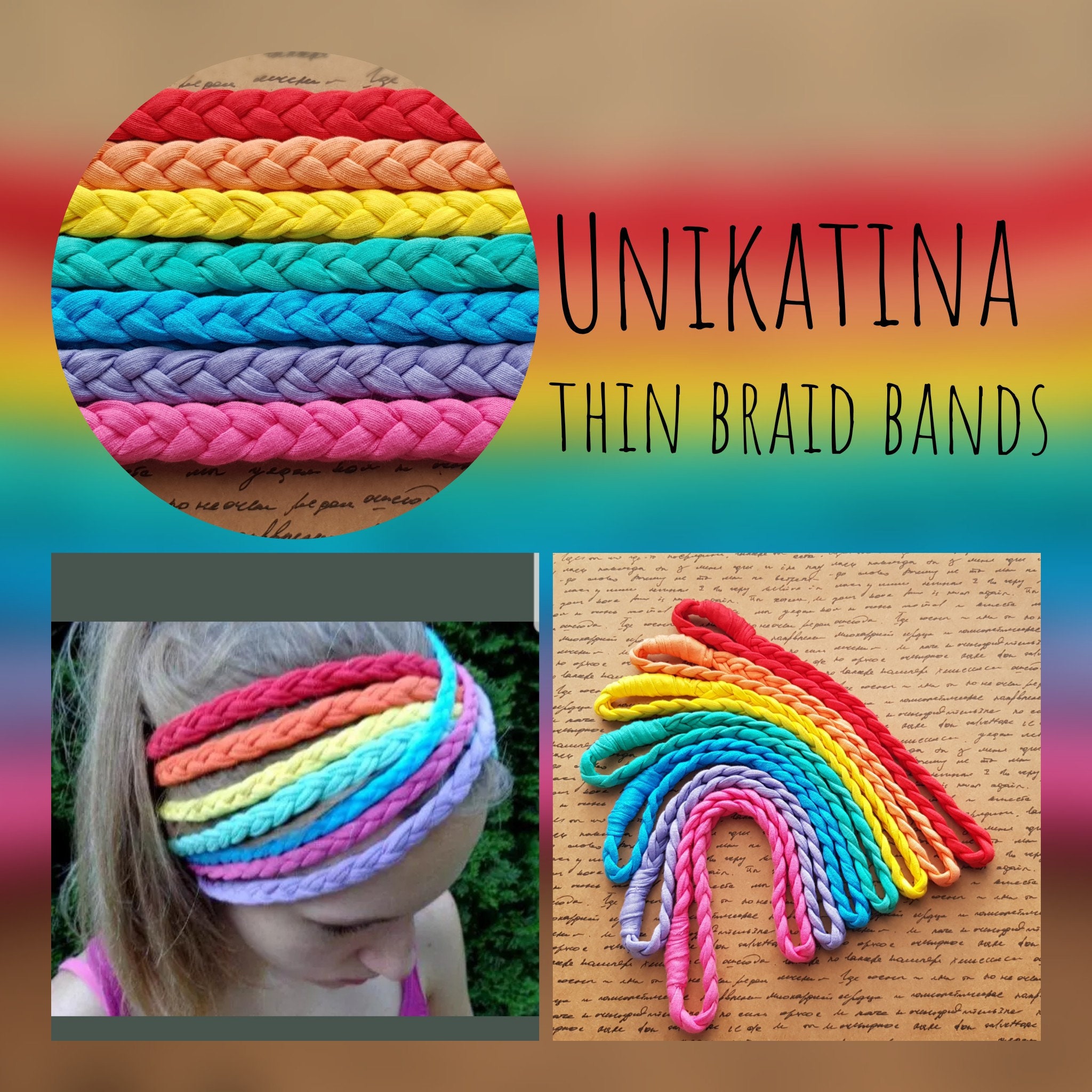 Braided Headband Multicolour Rainbow Headband Multi Strand Hair Wrap ...