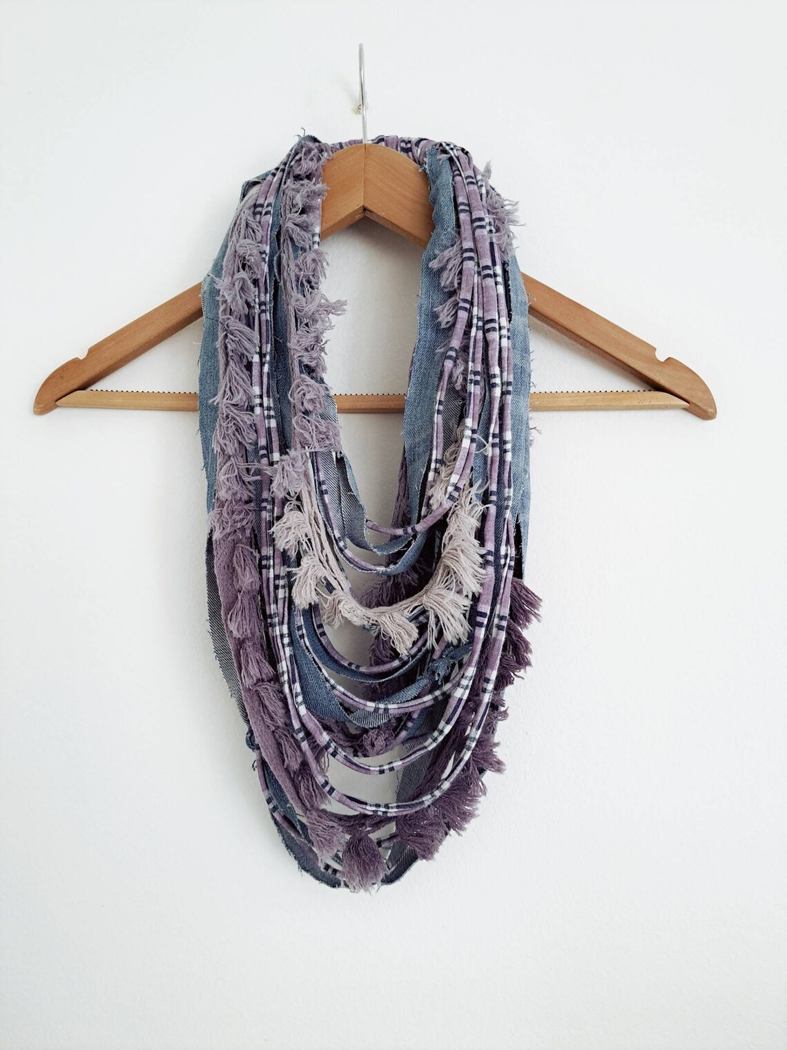 Old Jeans Frayed Jeans Denim Scarf Necklace Fabric Jewelry Textile ...