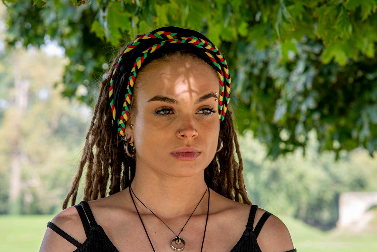 Rasta Headband for Dreadlocks, Extra Wide Braided Headpiece, Black ...