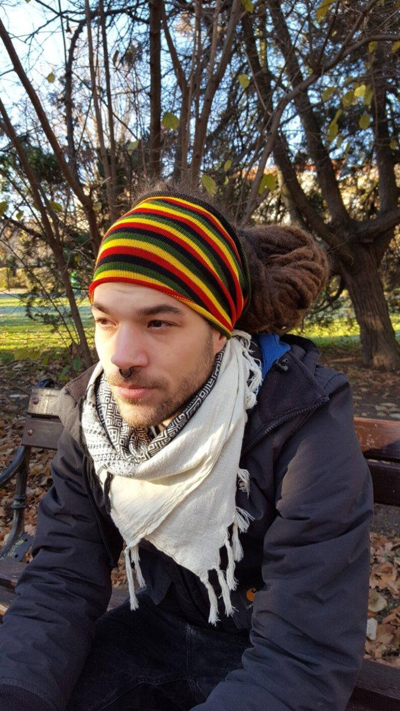 Knitted Rasta Headband Mens Headwrap Jamaica Tube Mens Dread Etsy