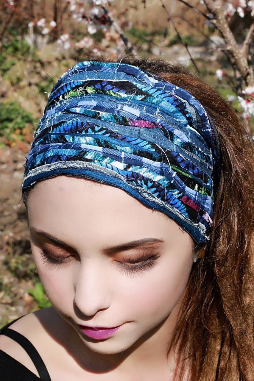 Denim Head Scarf Head Wrap Bohemian Hippie Headband Dreadlock ...
