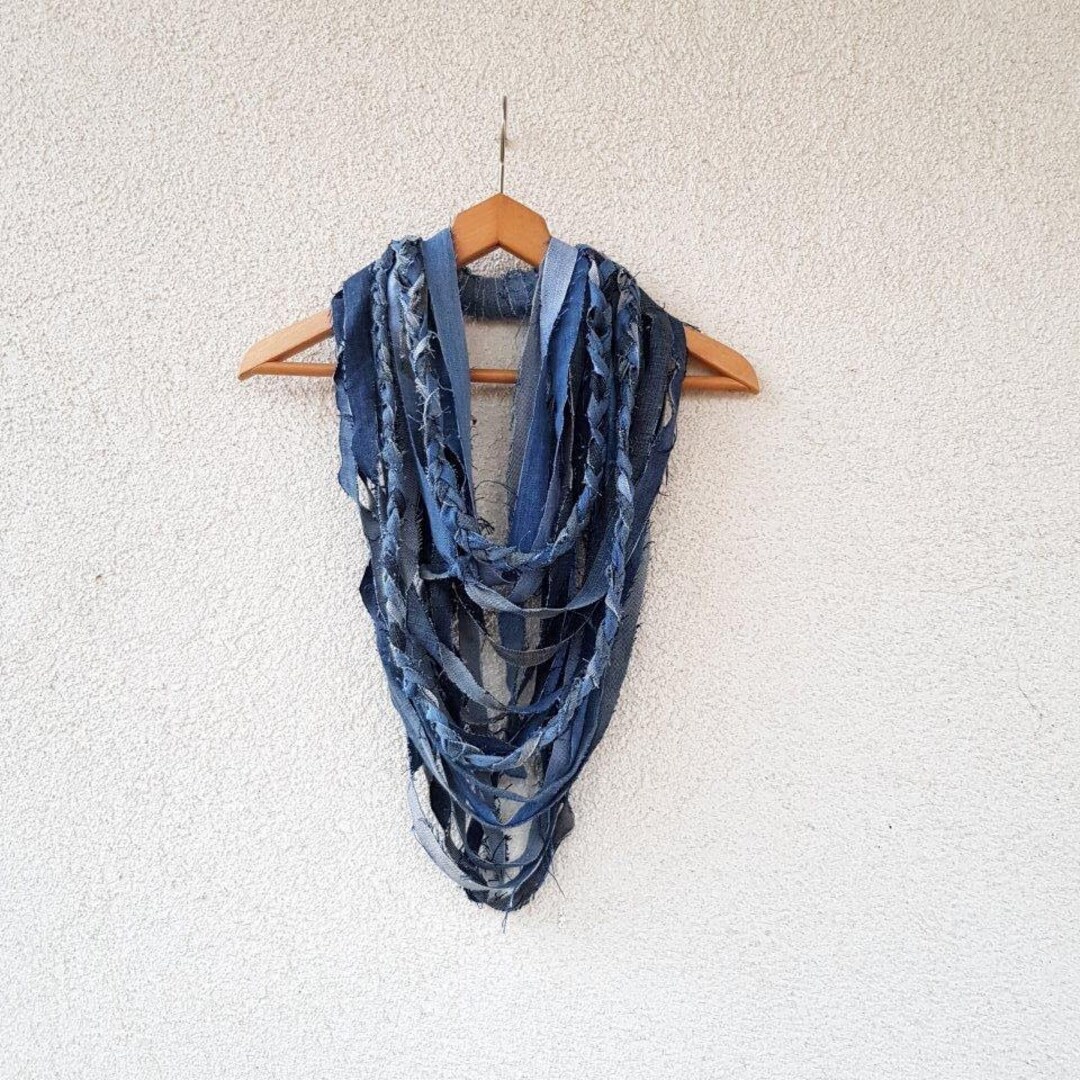 Jeans Denim Necklace Scruffy Torn Jeans Fabric Jewelry Textile Denim ...