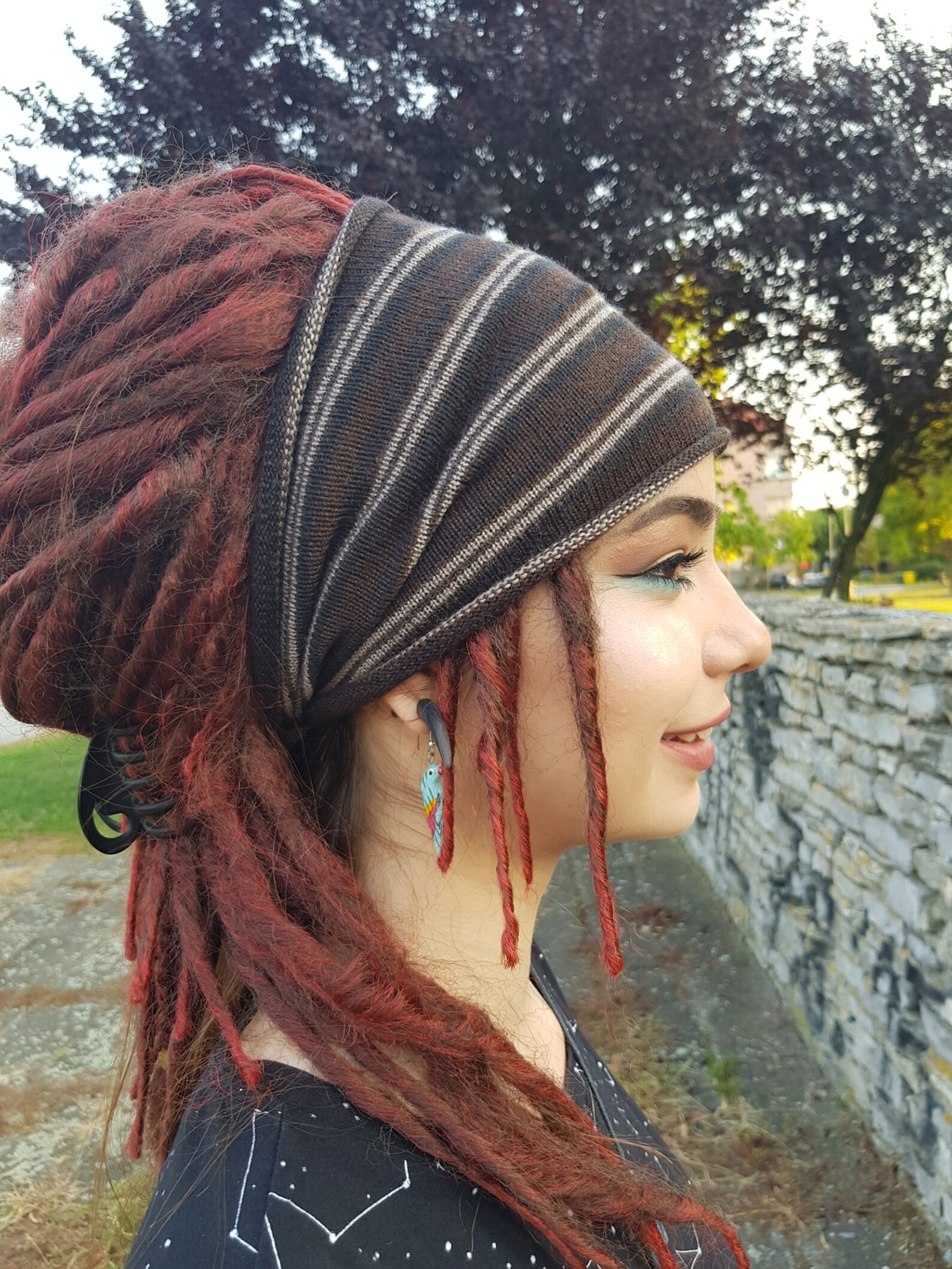 Brown Headband Dreadlock Tube Sock Head Wrap Brown Knit Hair | Etsy