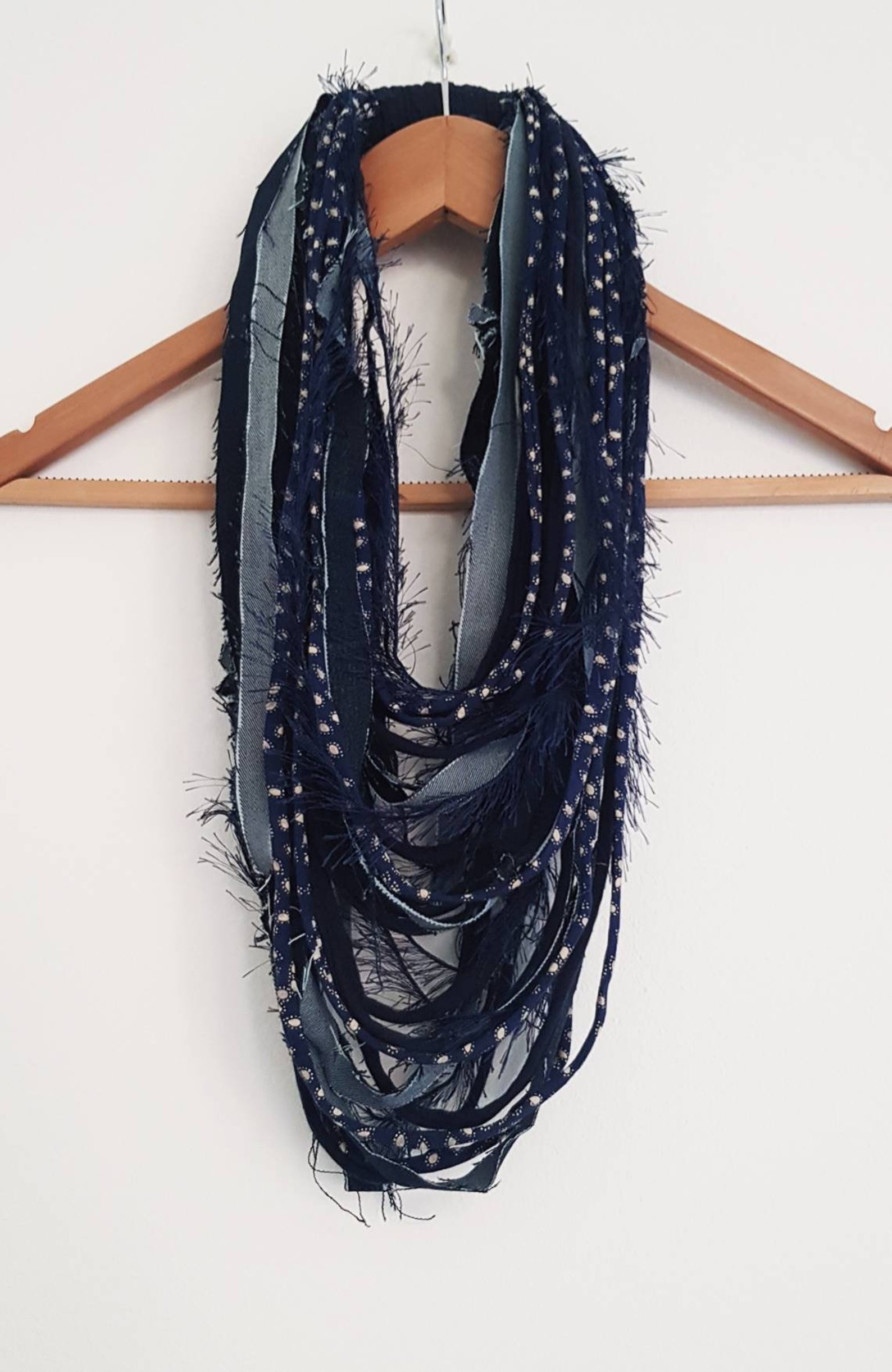 Denim Scarf Jeans Necklace Fabric Jewelry Textile Denim Necklace Loop ...