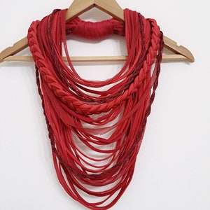 Red Scarf Ruby Red Necklace Statement Infinity Scarf Necklace Boho ...
