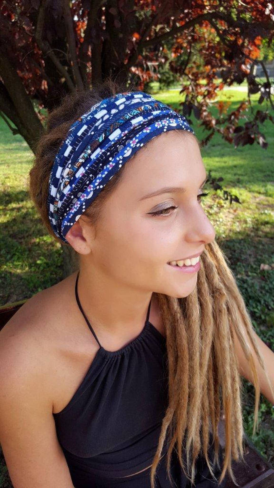 Blue Headband Multistrand Hair Accessory Dreadlock Headband Scarves ...
