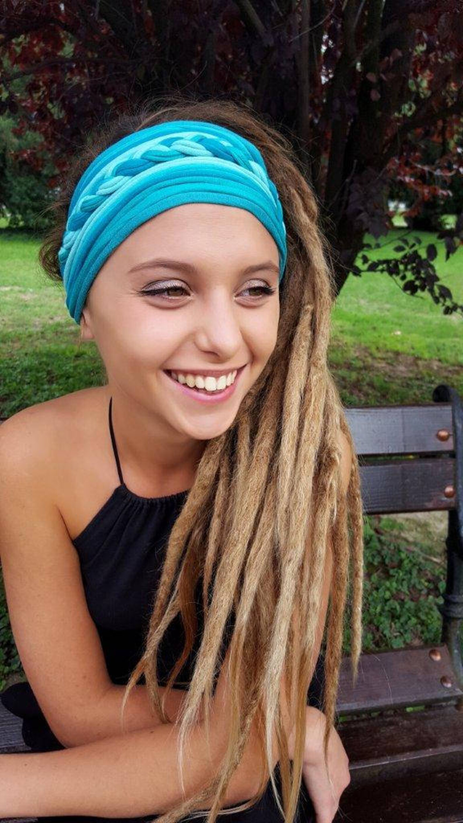 Wide Turquoise Headband Multistrand Tribal Headband Dreadband - Etsy