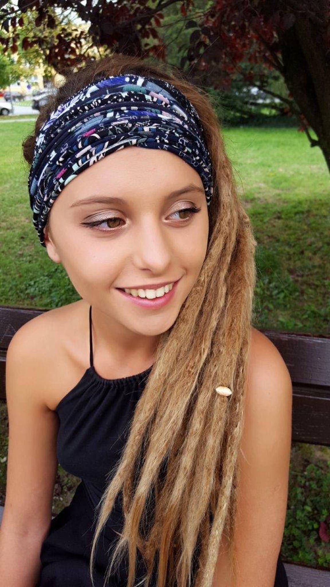Dark Color Patterned Headband Dreadlock Accessories Head Scarf for ...