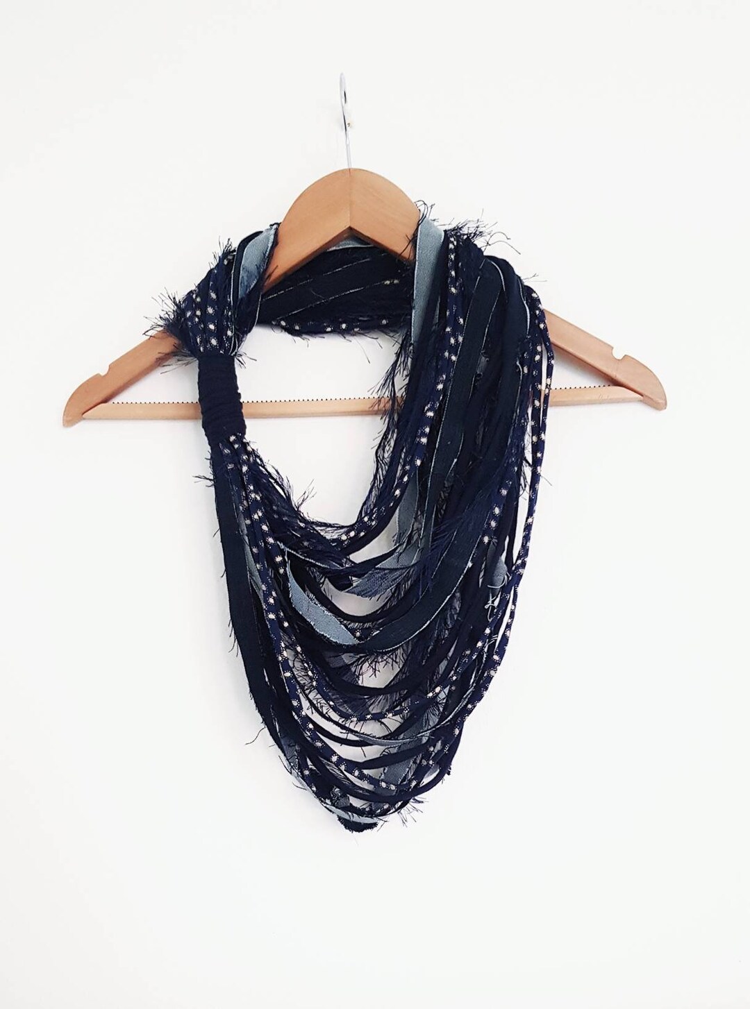 Denim Scarf Jeans Necklace Fabric Jewelry Textile Denim Necklace Loop ...